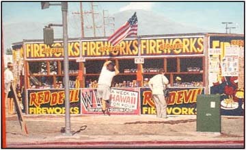 Fireworks Booth – police horse home…